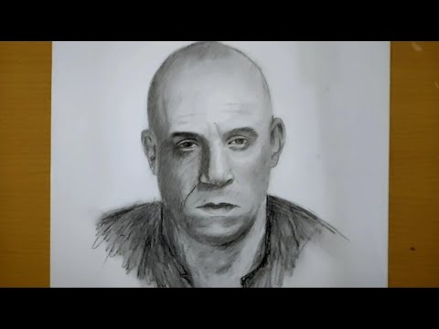 Draw charcoal pencil Dominic toretto as (Vin Diesel) - YouTube