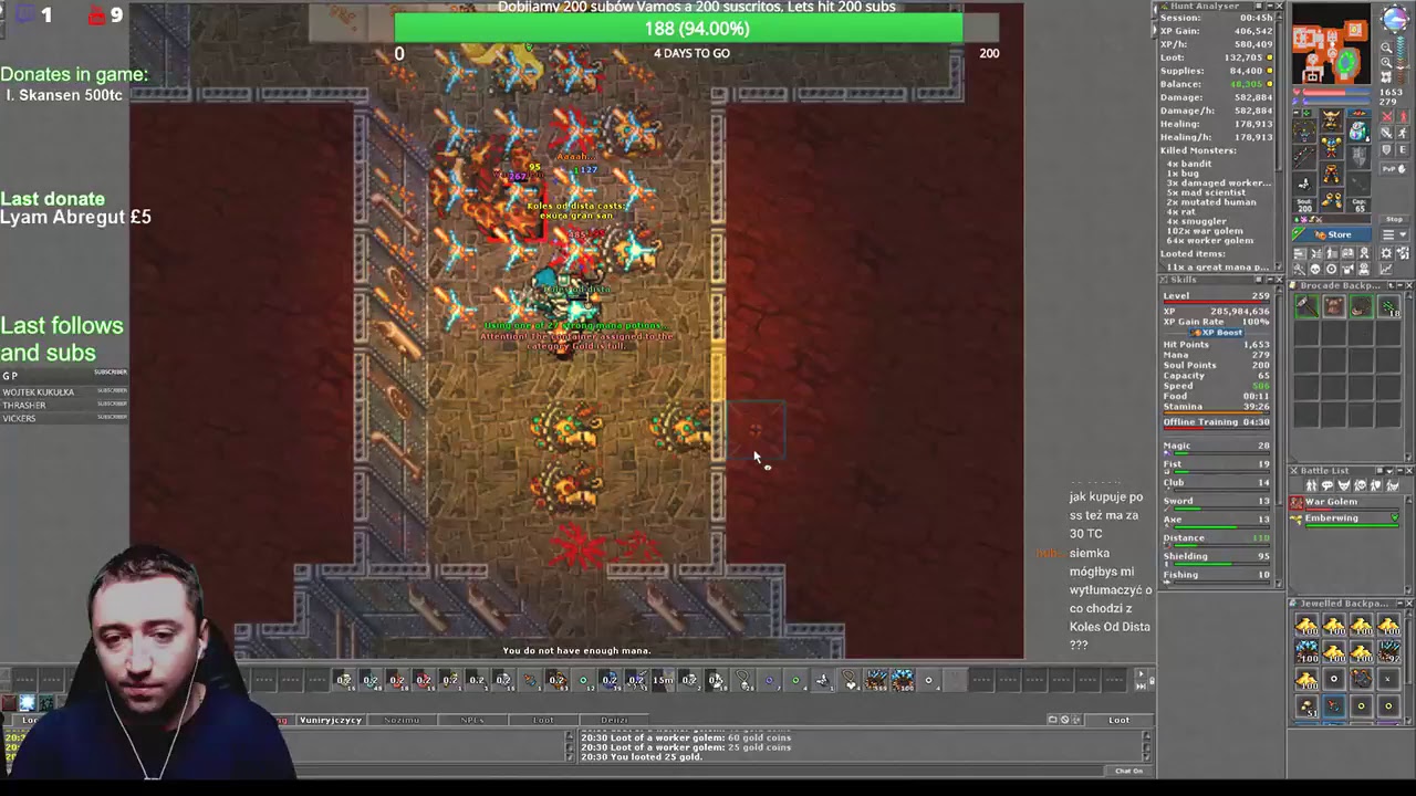Tibia 259rp+ Koles od Dista Stream War Golems profit zapraszam - YouTube