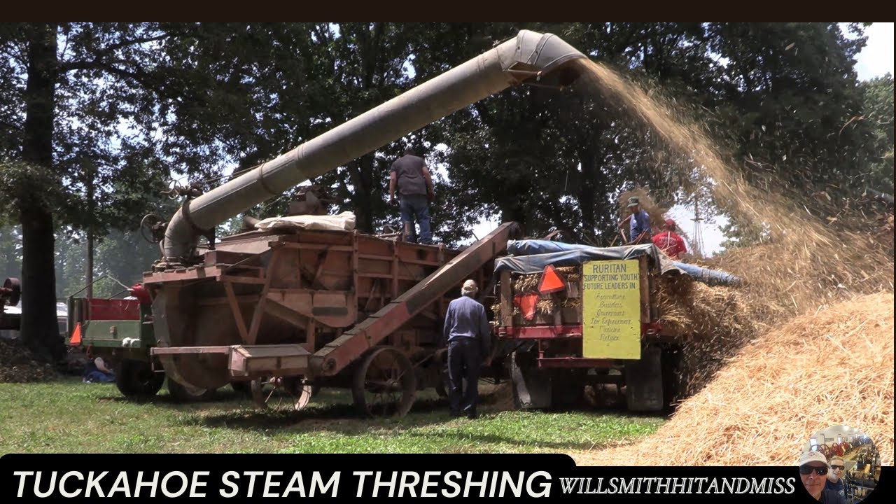 Antique Steam Engine Powers Historic Threshing Machine - YouTube