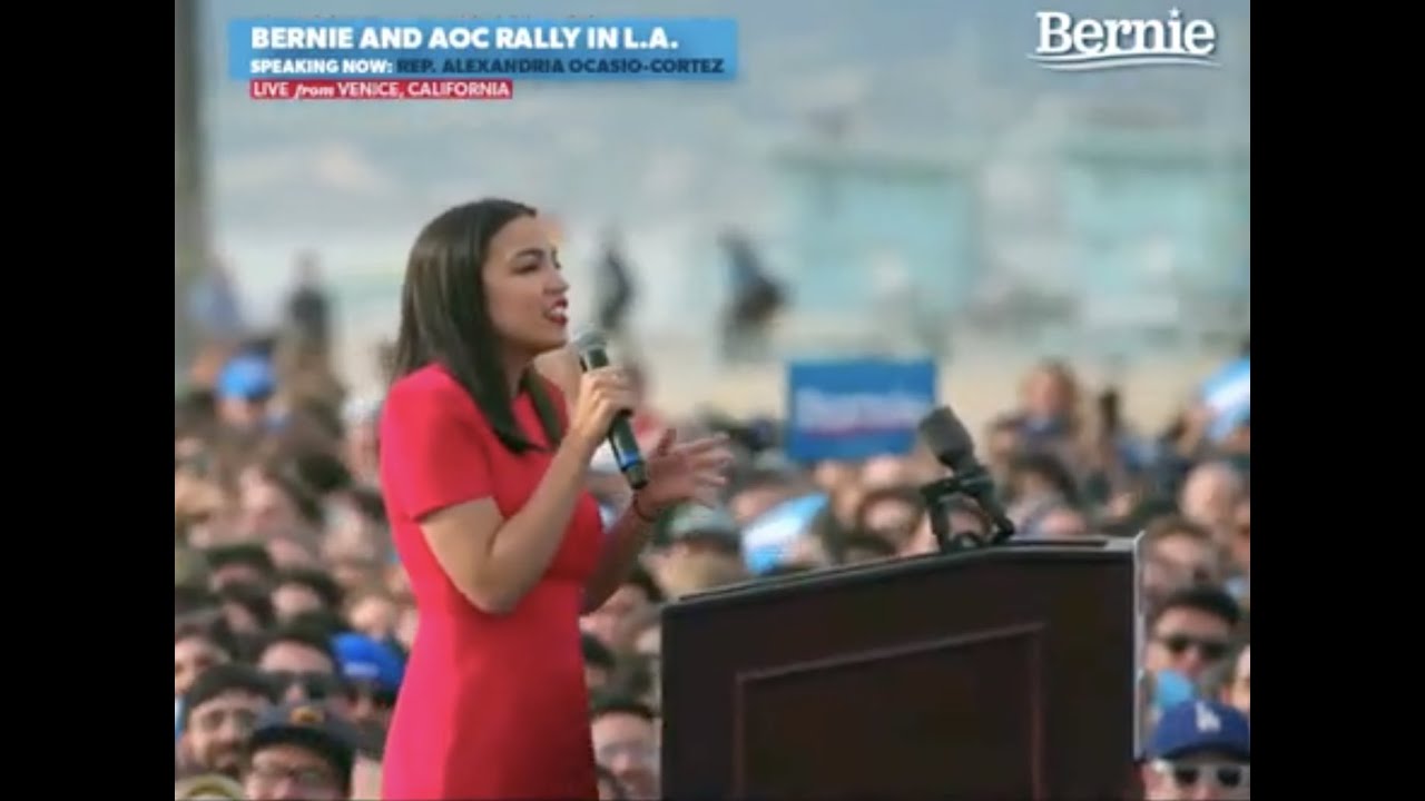 AOC's firebrand speech - Rally for Bernie Sanders, Los Angeles, CA Dec ...