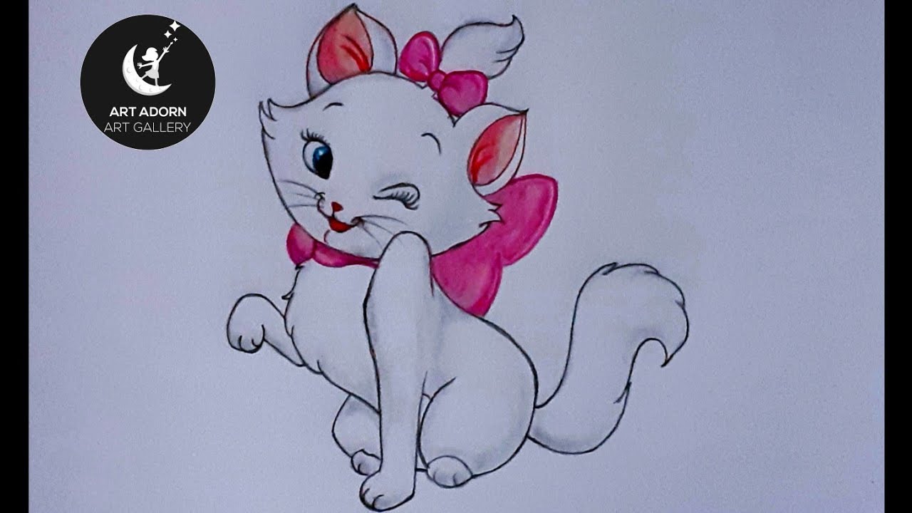 how to draw Marie cat (aristocats) step by step |art adorn art gallery ...