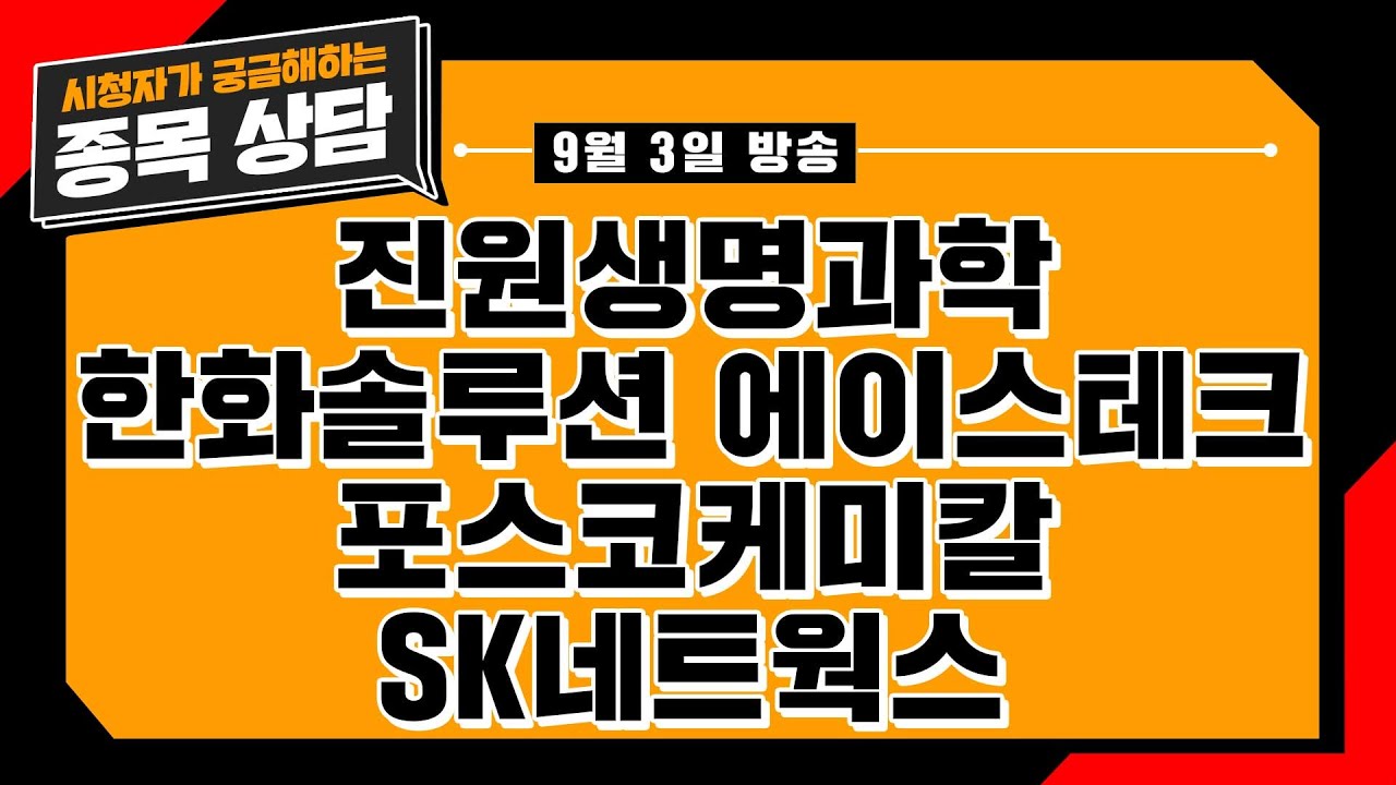당신이 물린 종목, 속 시원하게 상담해드립니다. 열세번째 시간 ㅣ진원생명과학 한화솔루션 포스코케미칼 에이스테크 SK네트웍스 ㅣ ...