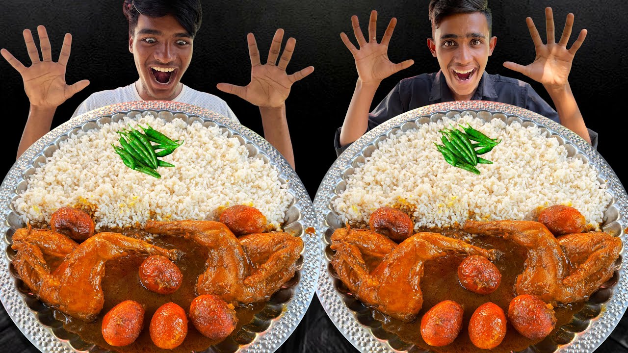 Spicy Whole Chicken Curry with Rice Eating Challenge | Chicken Eating Computation - YouTube