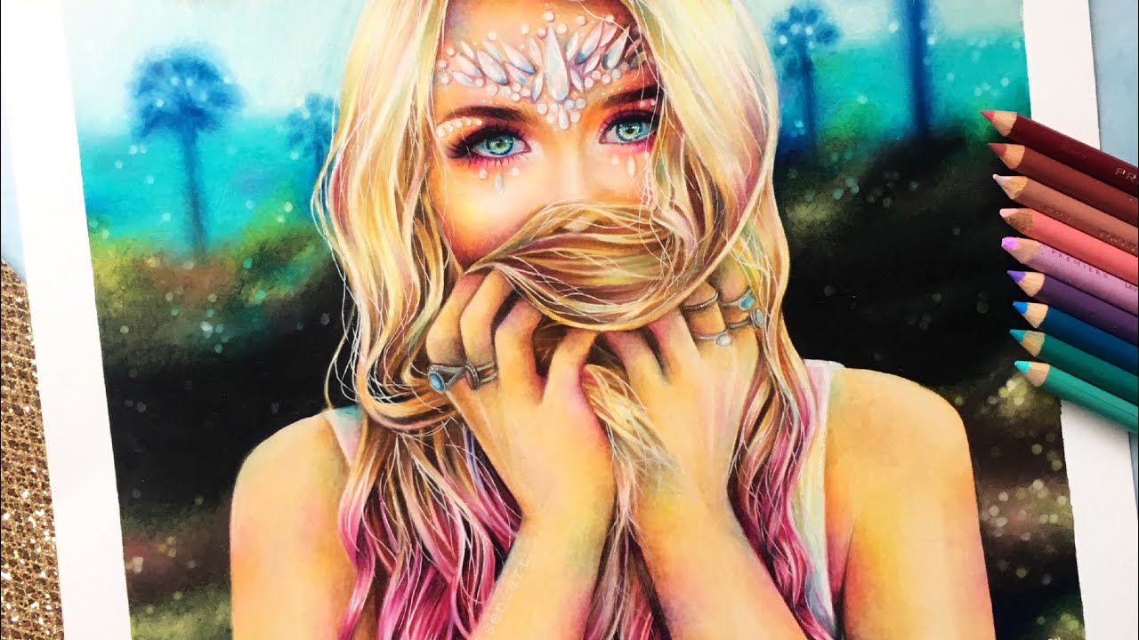 Prismacolor Portrait // Kristina Webb // Time Lapse Drawing - YouTube