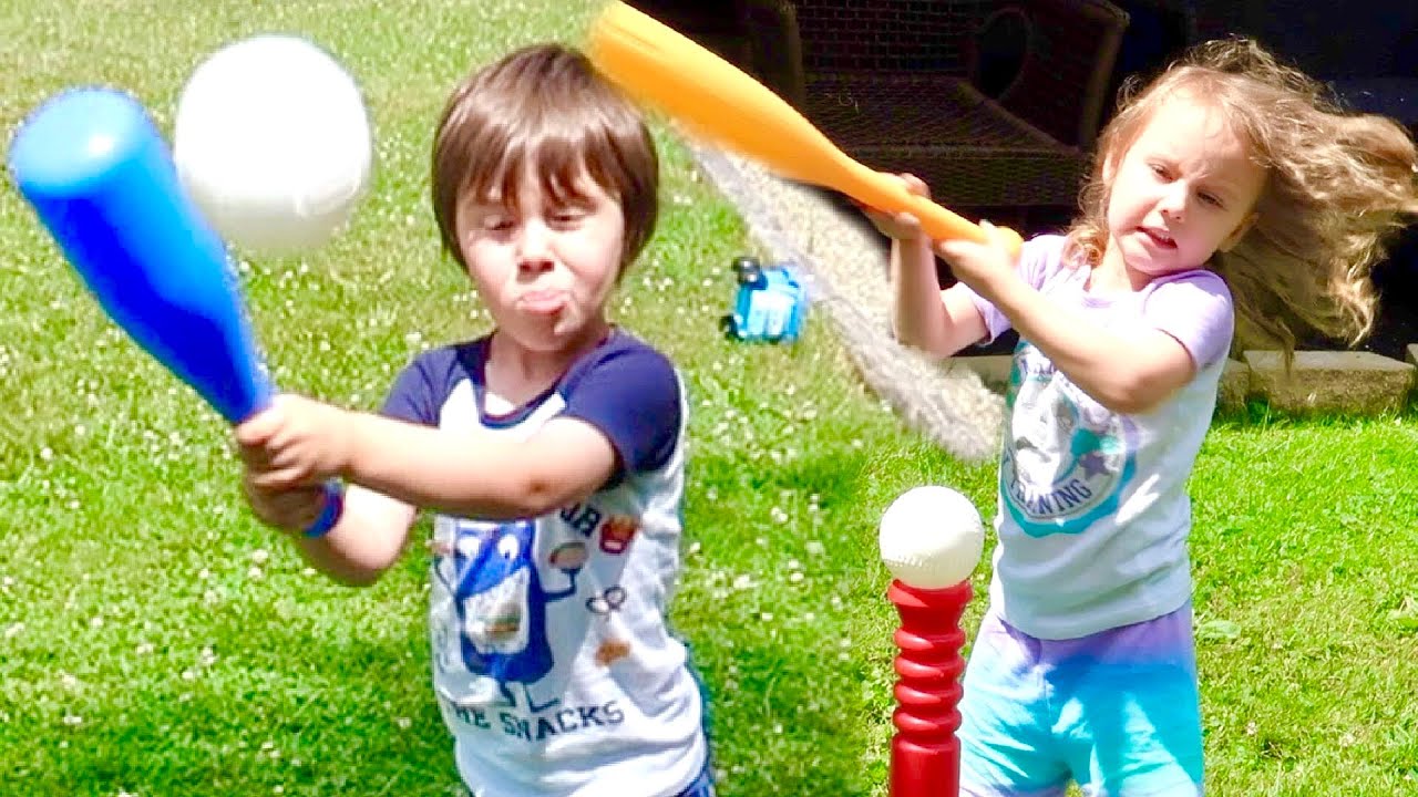Twin Toddlers Playing Baseball - YouTube