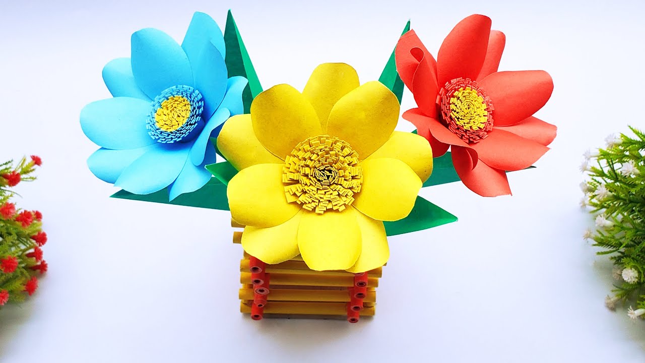 Beautiful Paper Flower Making | How To Make Easy Paper Flowers For Toys ...