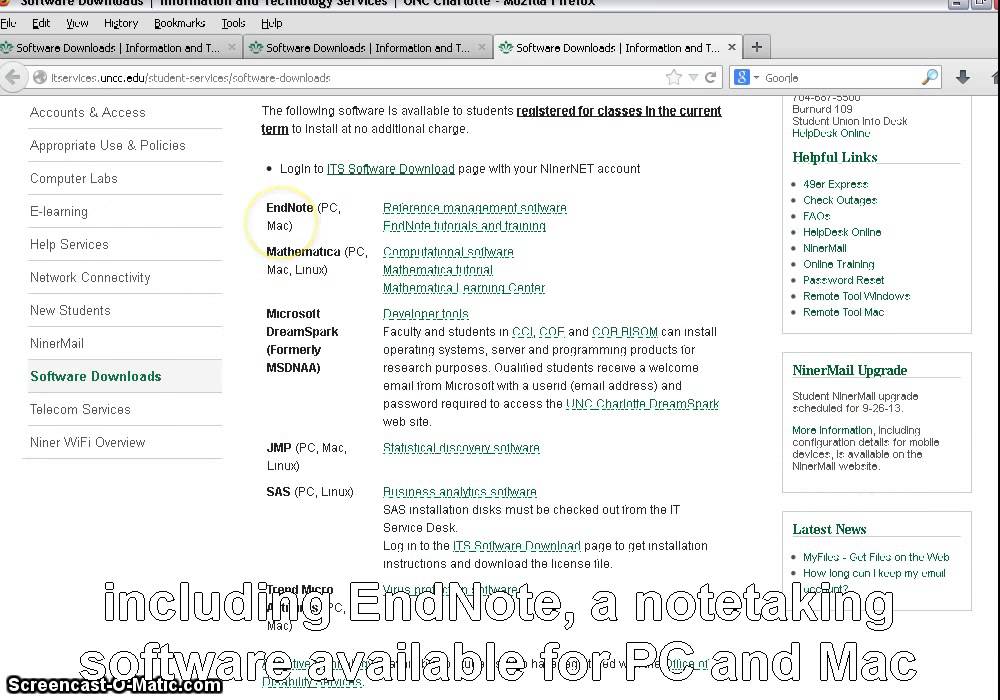 UNC Charlotte Distance Education: Software Downloads Online - YouTube