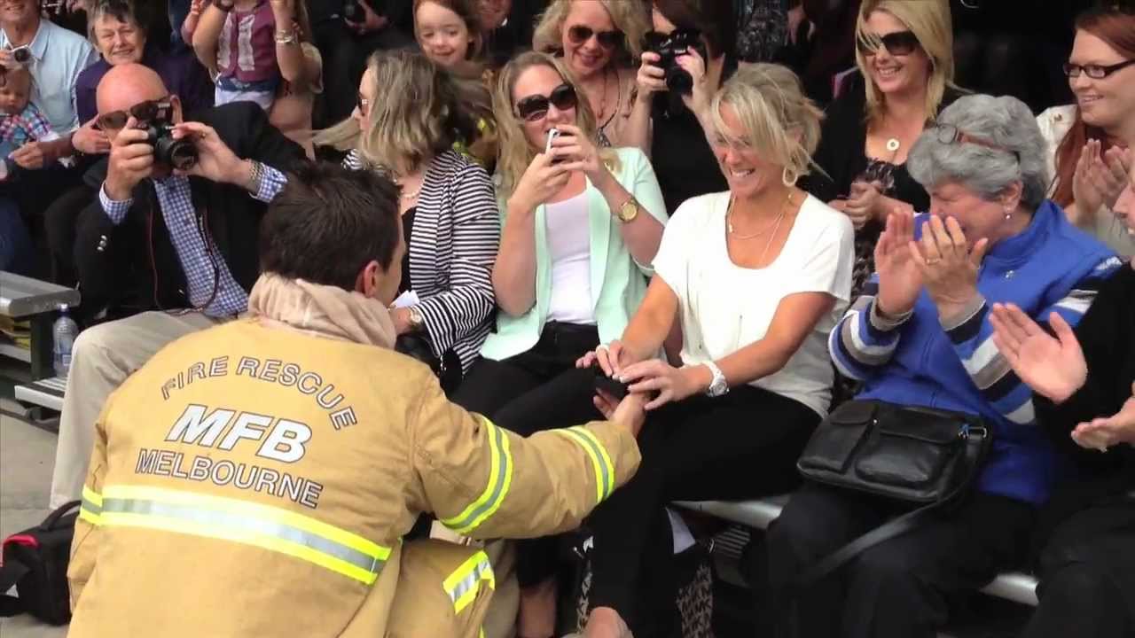 MFB firefighter surprise proposal (Recruit Course 107) - YouTube