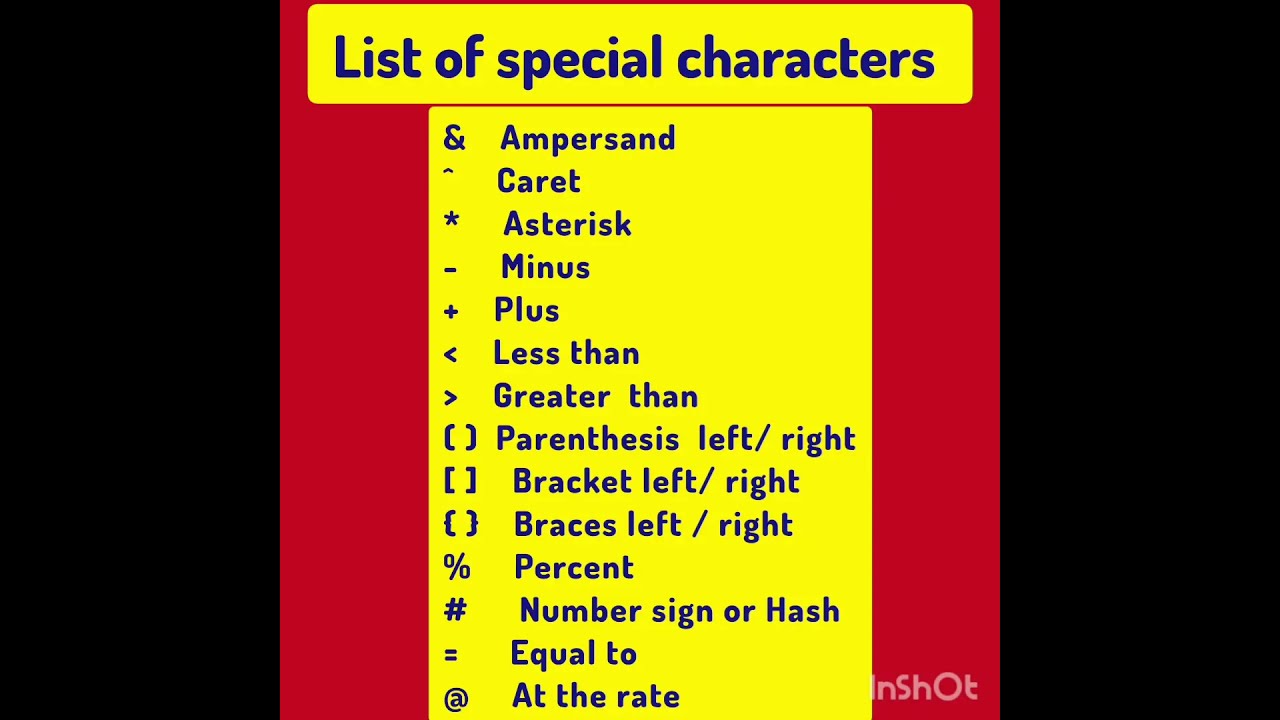 Computer List Of Special Characters shotrsyoutube YouTube Computer List Of Special Characters shotrsyoutube YouTube