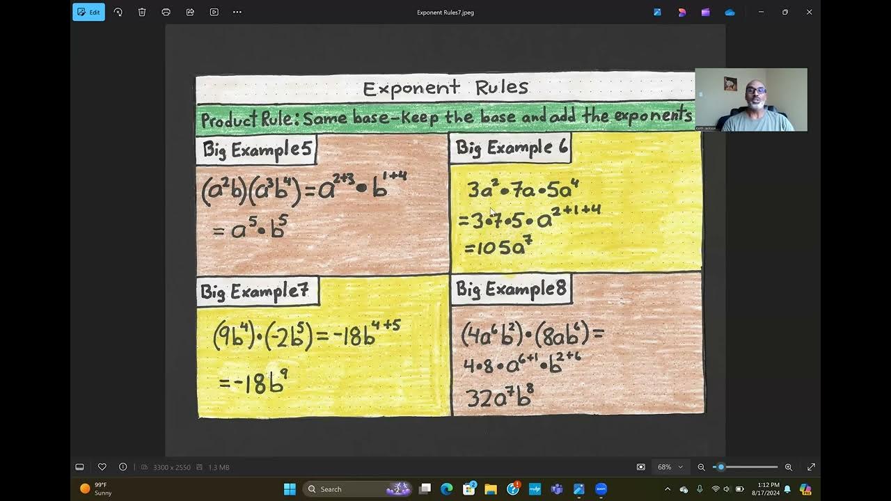 Algebra 1 Exponent Rules Pt7 - YouTube