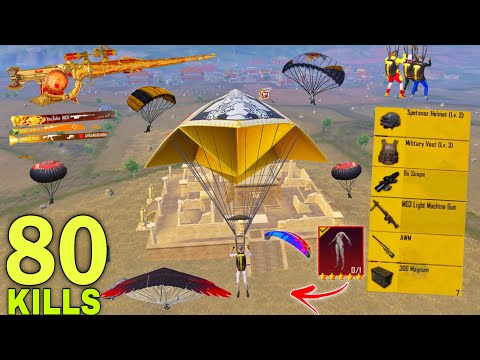 80 Kills! 😍 NEW BEST LOOT GAMEPLAY with AWM+AMR🔥Pubg Mobile