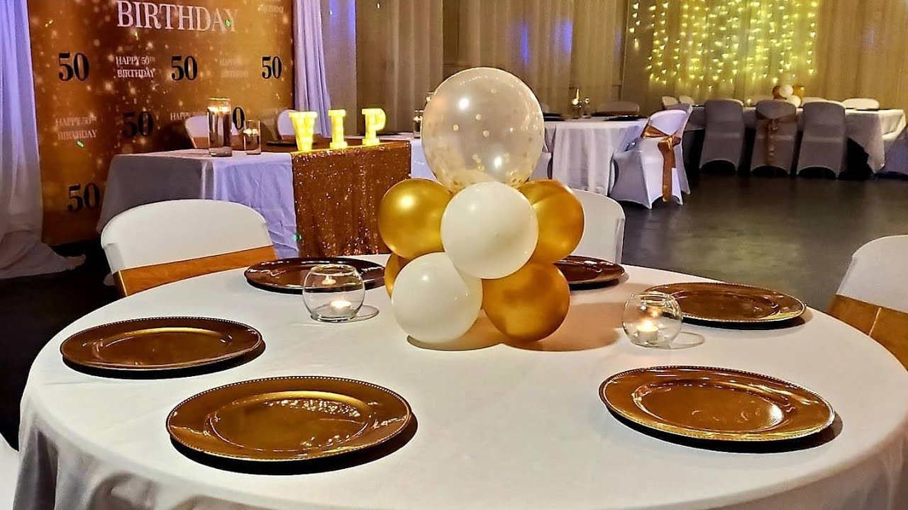 Gold & White 50th Birthday Party - YouTube