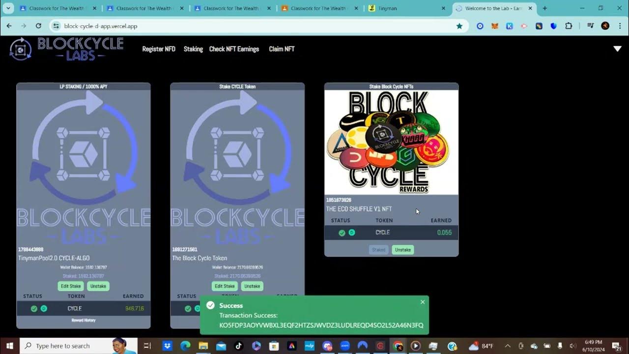 BlockCycle Labs Staking DApp Demo - 1000% APY LP Staking | Algorand "Change the Game" 2024 ...