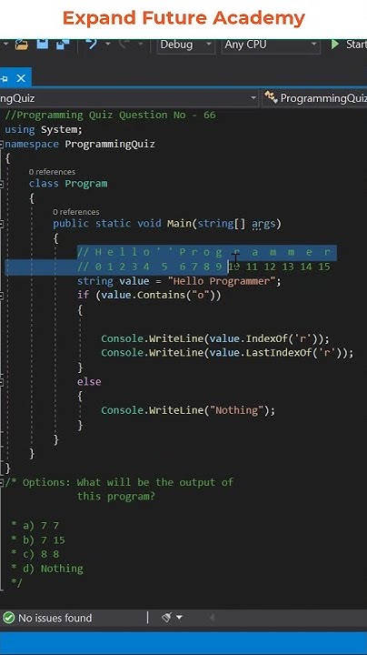 Solution for Programming Quiz Questions - Q66 - Expand Future Academy #Shorts #CSharp #Dotnet ...