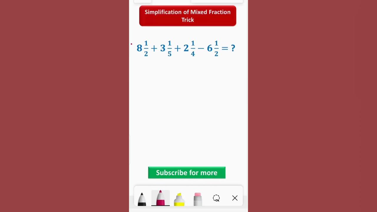 Simplification Of Mixed Fraction | Simplification Concept/Trick #simplificationshorttrick # ...