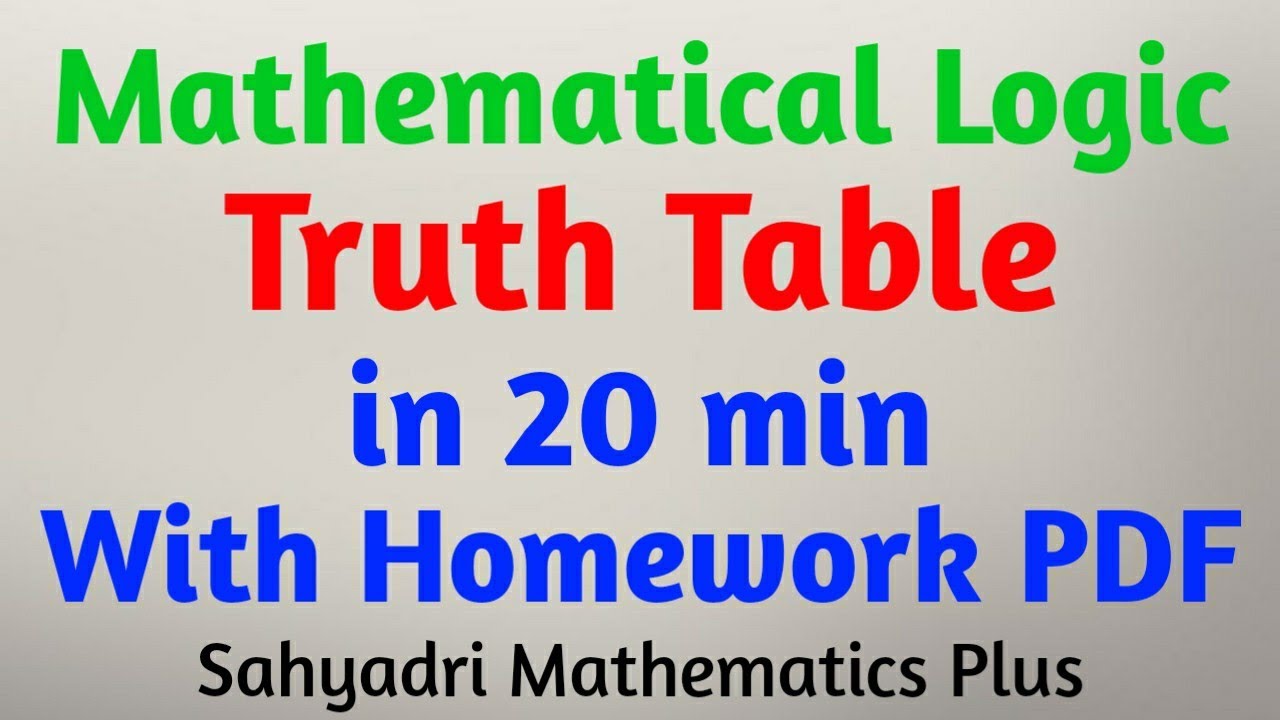 Truth Table|Mathematical logic 12th class|Sahyadri Mathematics Pluse ...