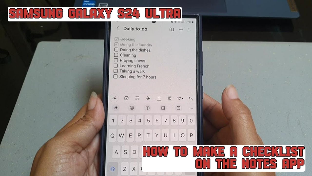 How to make a checklist on the Notes app on Samsung Galaxy S24 Ultra ...