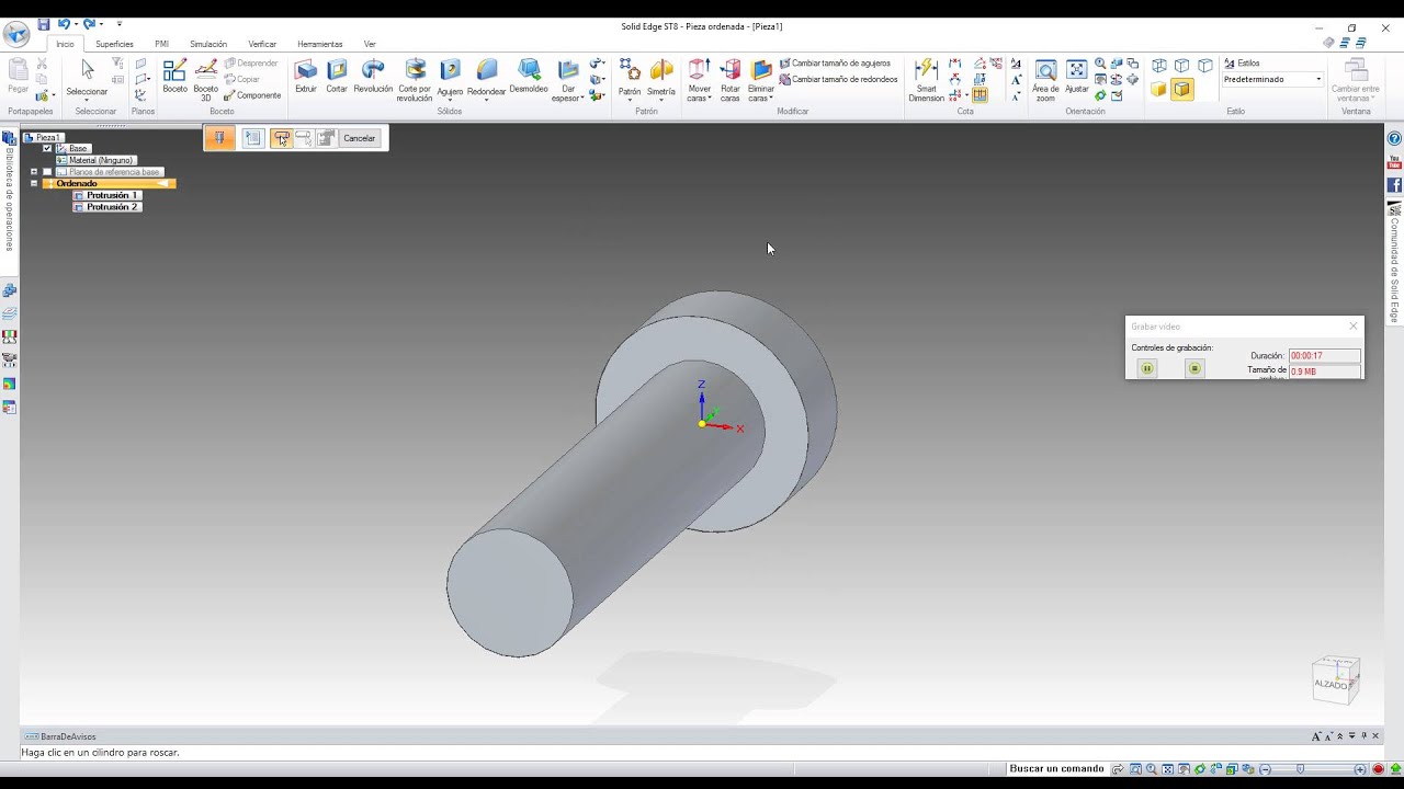 Cilindro roscado Solid Edge ST8/ST6 - YouTube