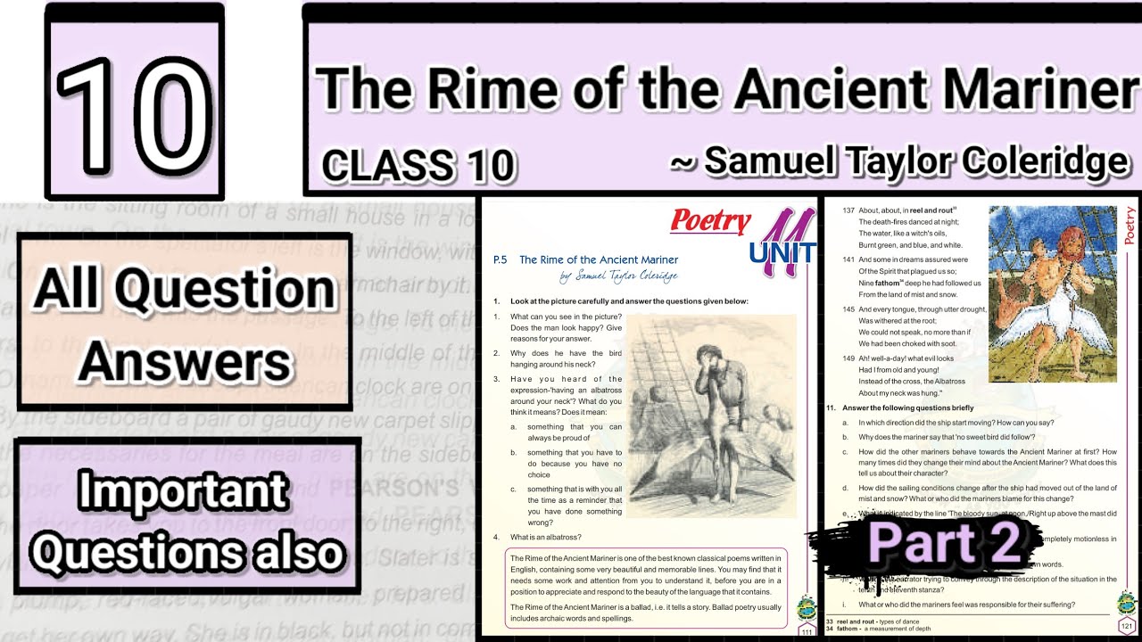 The Rime of Ancient Mariner Question Answer Chapter 10 English ...