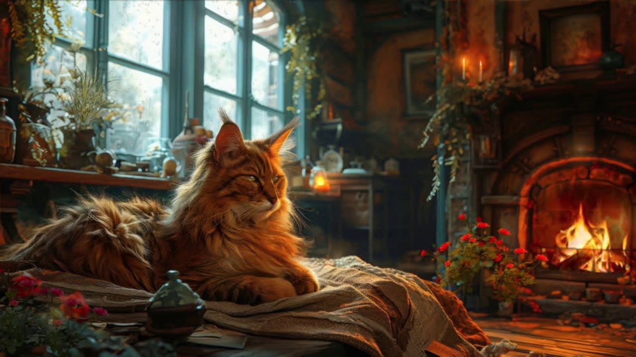 Cozy Serenity: Fireside Classics with Purring Companion - YouTube