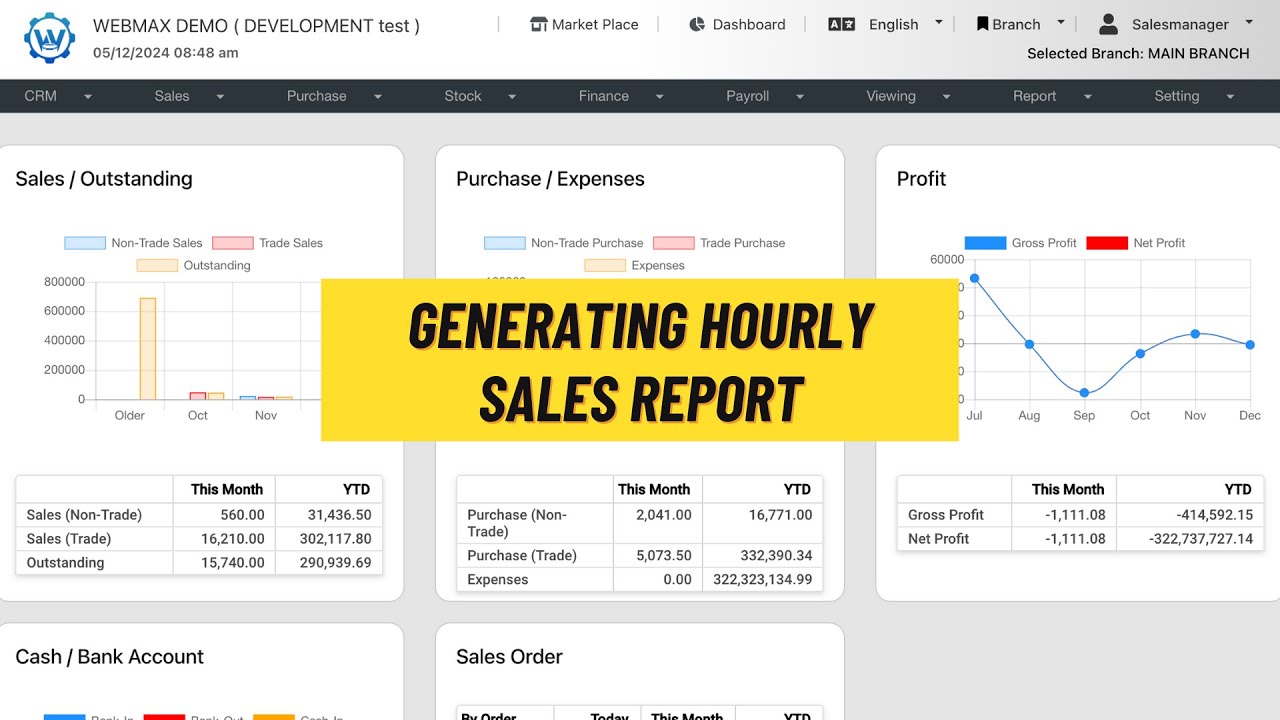 (华语) Sales Report - Hourly Sales Report (Webmax ERP System) (V3) - YouTube