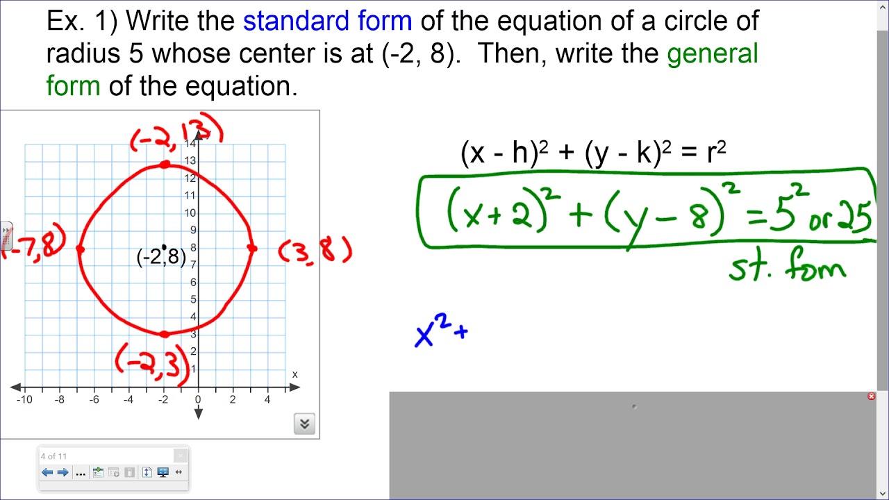 Saxon Advanced Math Lesson 42 Circles and More Exponential Graphs - YouTube