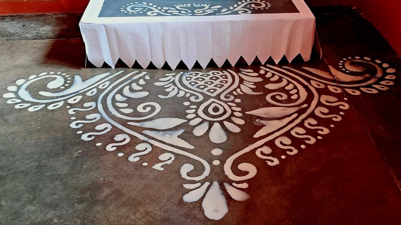 Simple Alpona Design For Festival || Creative Rangoli Design || Unique ...