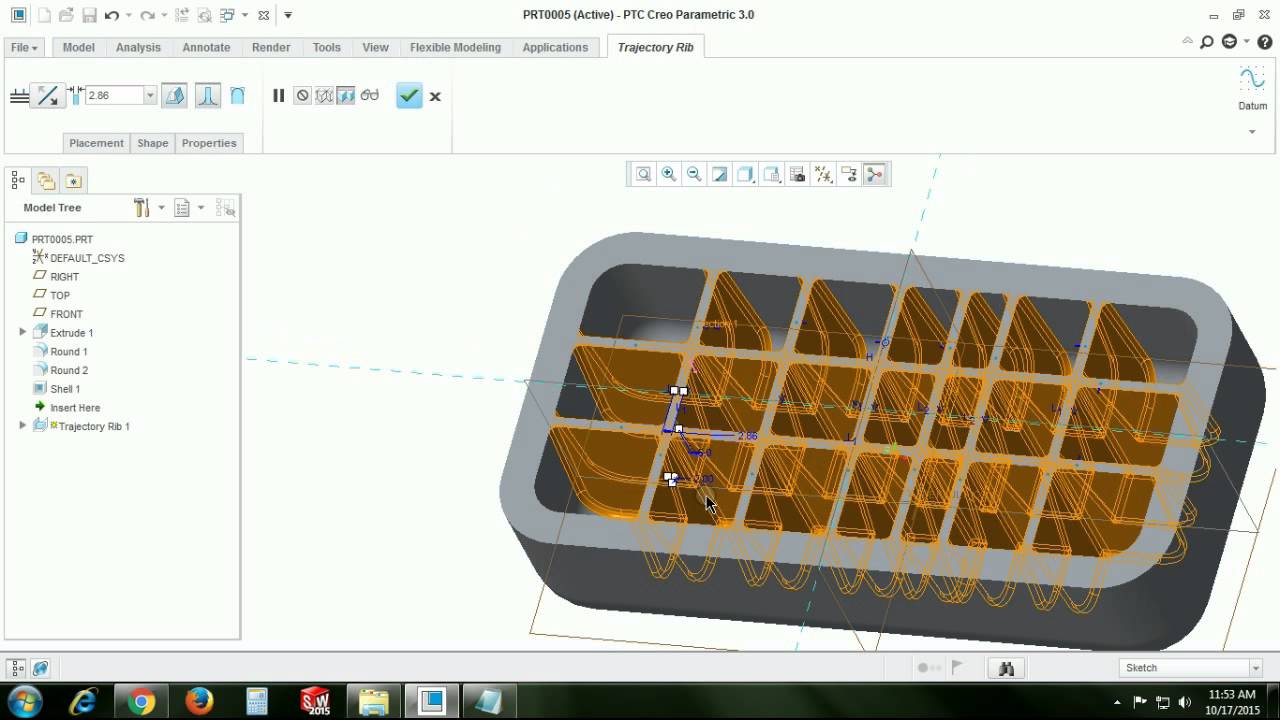 creating Ribs in CREO 3.0 - YouTube