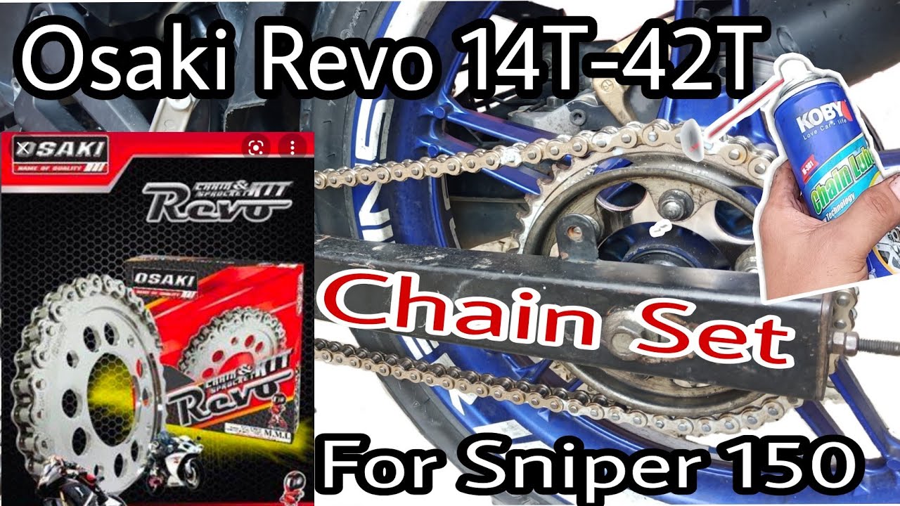 Osaki Revo Silver 42T-14T Chain and Sprocket Set for Sniper 150 w/ Koby ...