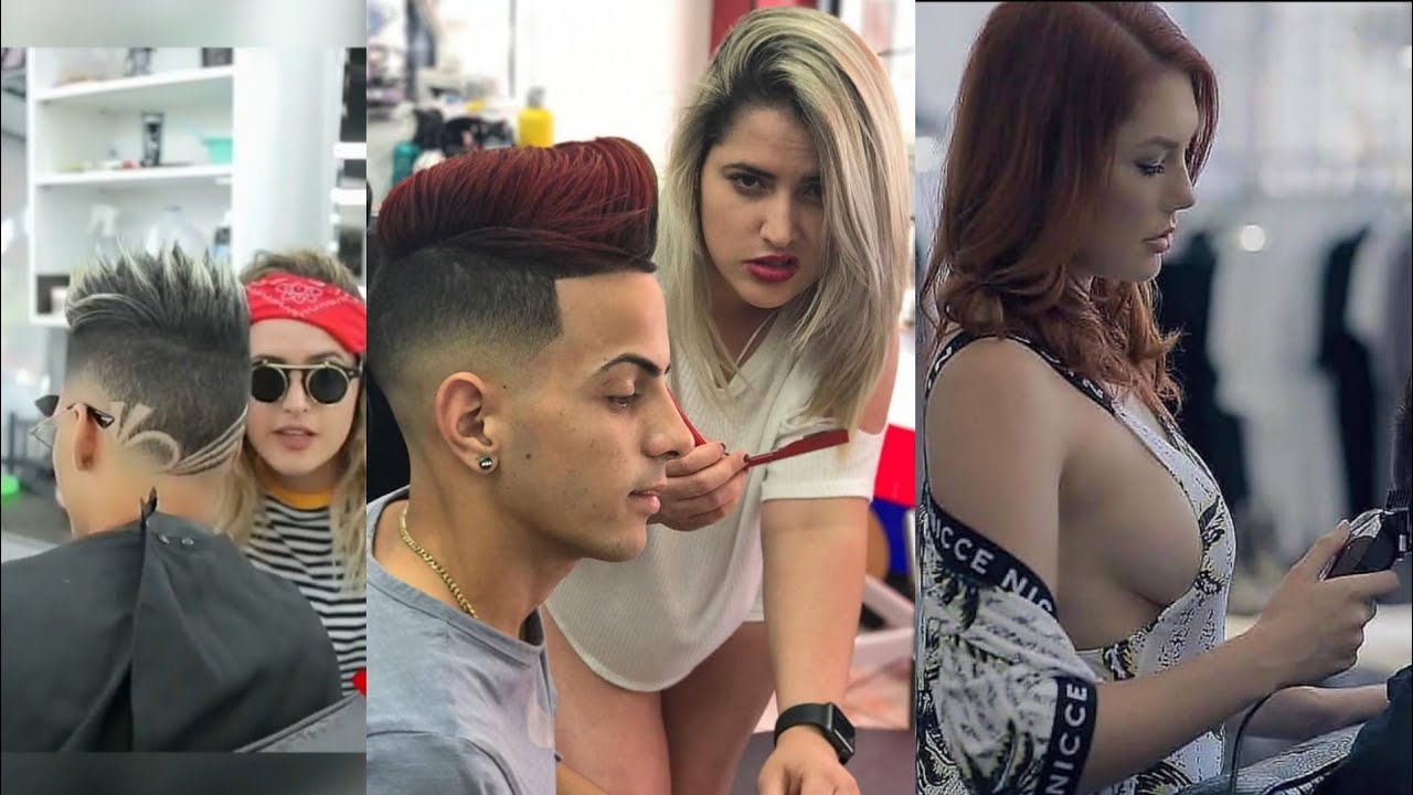 Hot Sexy Professional American Female Barber Hair Cutting | OMG! She Is Too? 😍👌👌USA Female ...