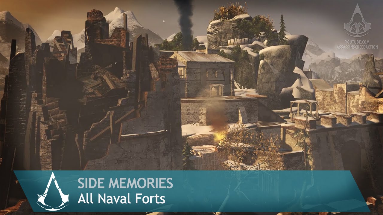 Assassin's Creed: Rogue - Side Memories - All Naval Forts - YouTube