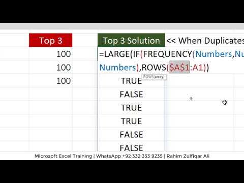 Find nth largest value, when there are duplicate n-1, n-2 etc. values in Microsoft Excel - YouTube