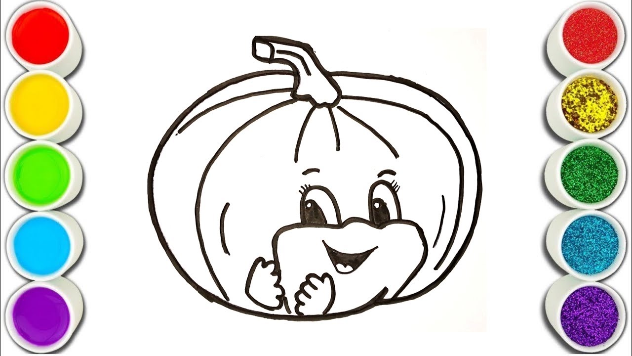 Cute pumpkin Drawing,Painting and Coloring for Kids, Toddlers Easy ...