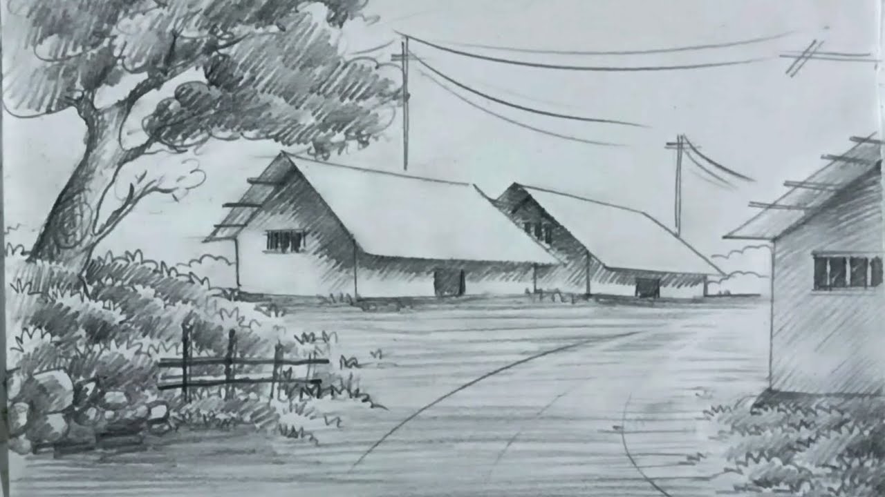 how to draw a rural Village drawing easy and step by step #pencil ...