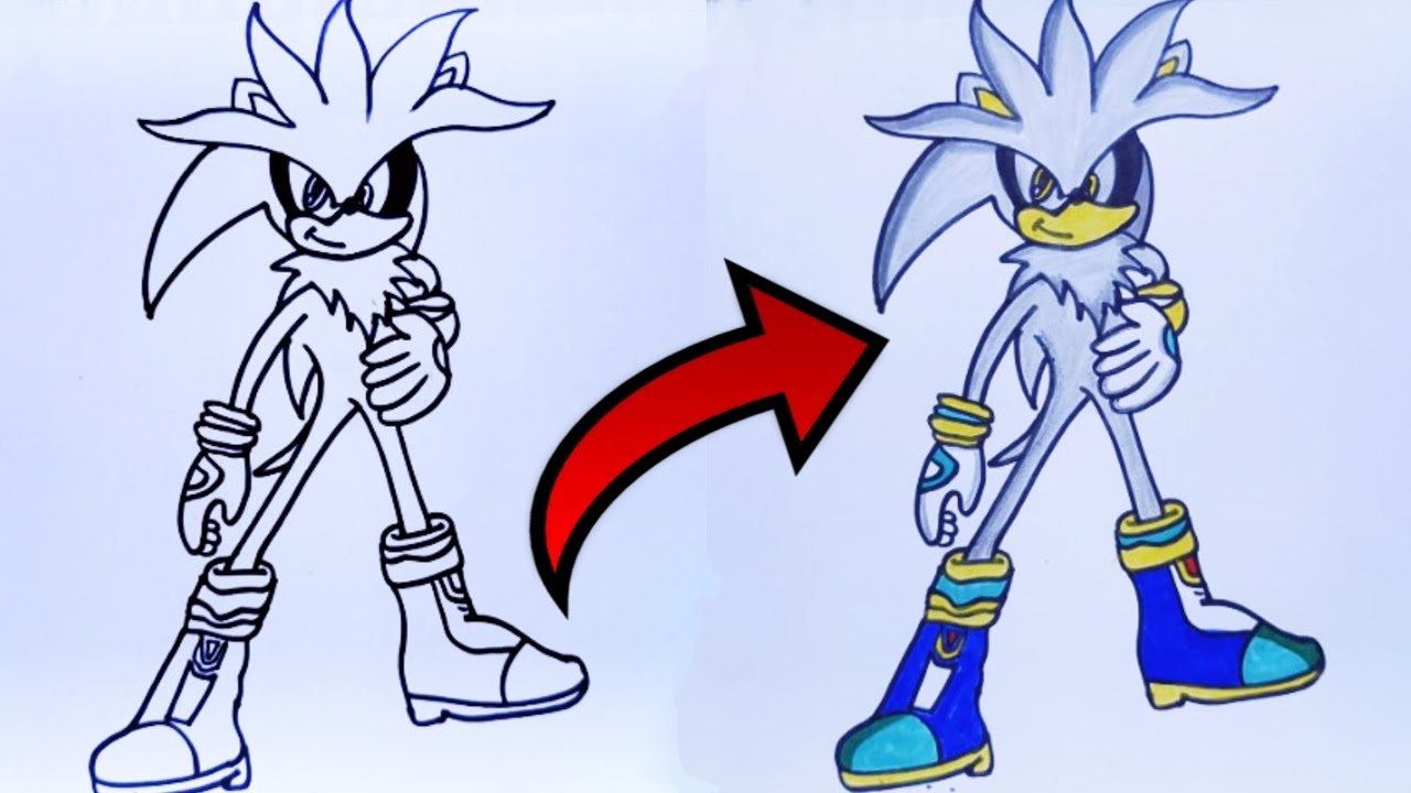 HOW TO DRAW AND COLOUR SILVER THE HEDGEHOG| SONIC | EASY STEP BY STEP ...