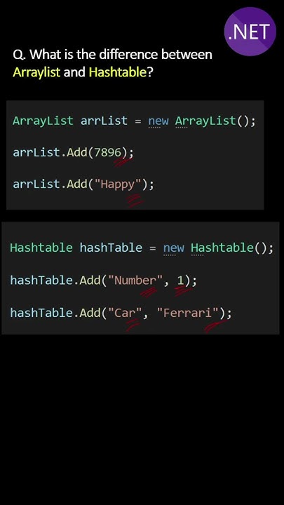 What is the difference between Arraylist and Hashtable ? - YouTube