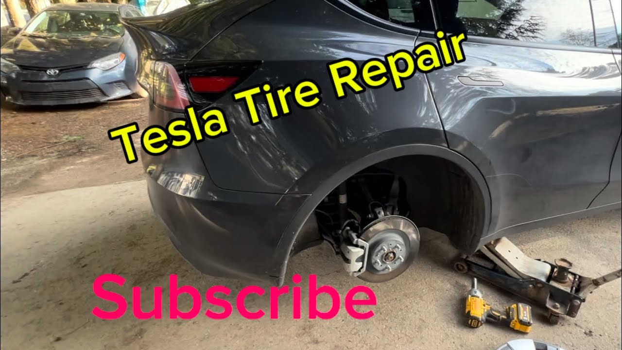 Tesla tire repair and grocery time - YouTube