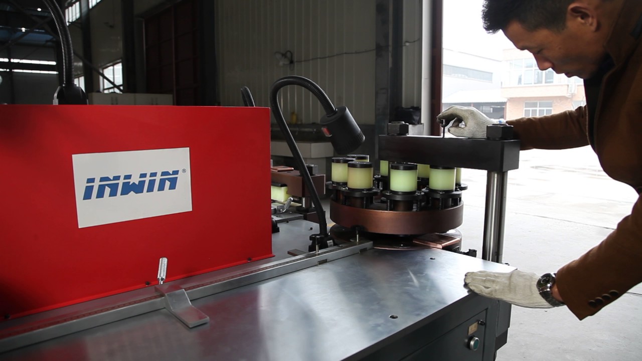 Copper plate hole punching machine with positioning pin - YouTube
