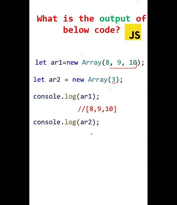 Arrays In Javascript Array Constructor Function Javscript Interview Questions Javascript 