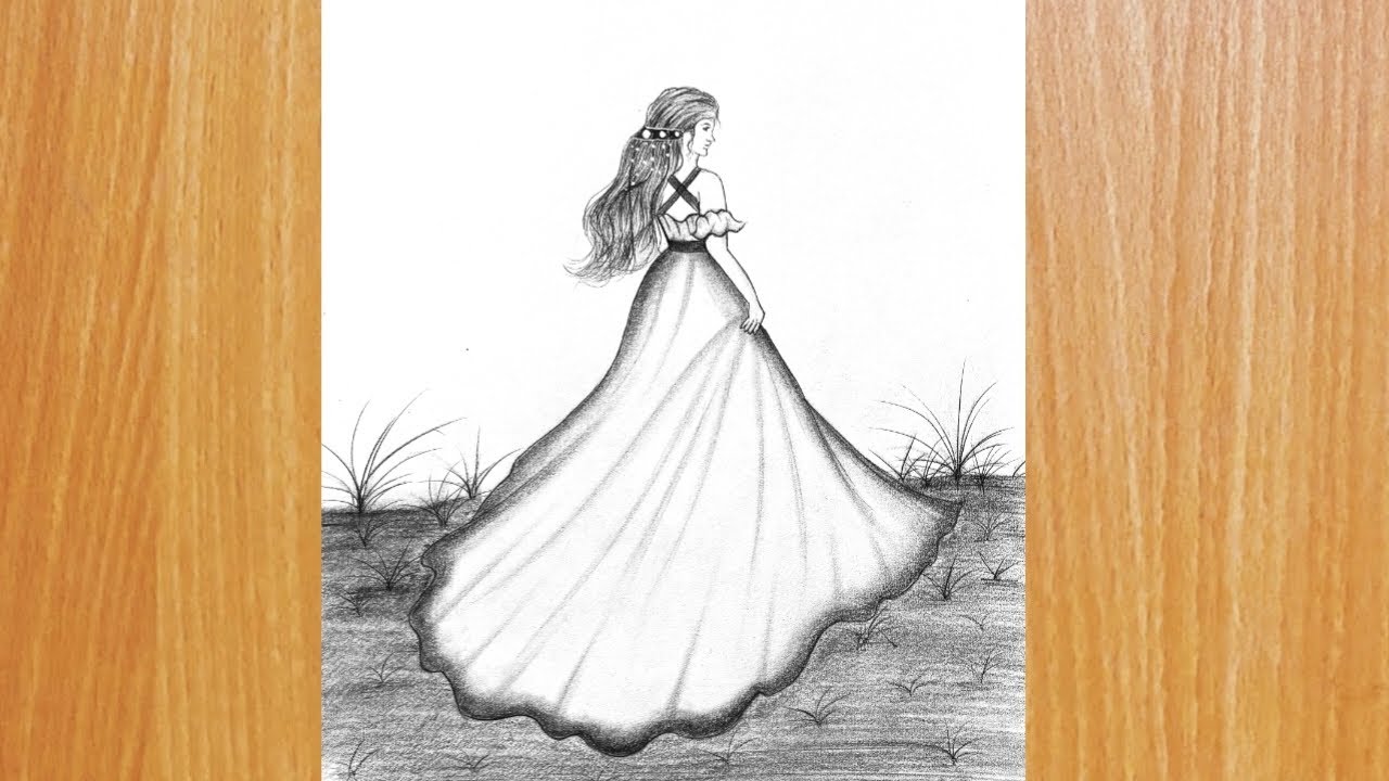 Girl from back side drawing : Easy drawings step by step || How to draw ...