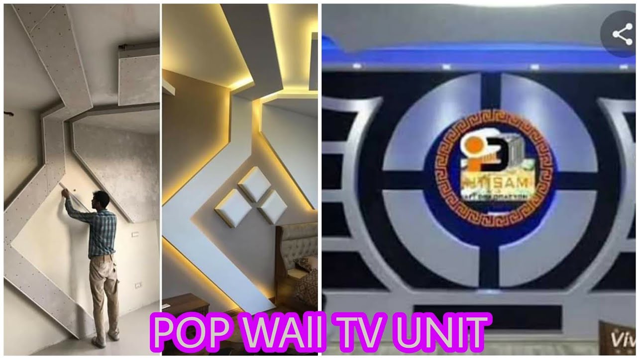 Gypsum Wall tv cabinet | tv unit design | How to make pop tv unit ...
