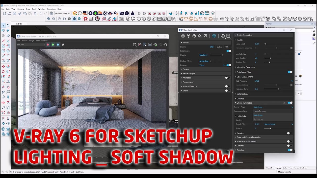 V-RAY 6 FOR SKETCHUP | 34 LIGHTING INTERIOR SOFT SHADOW - YouTube