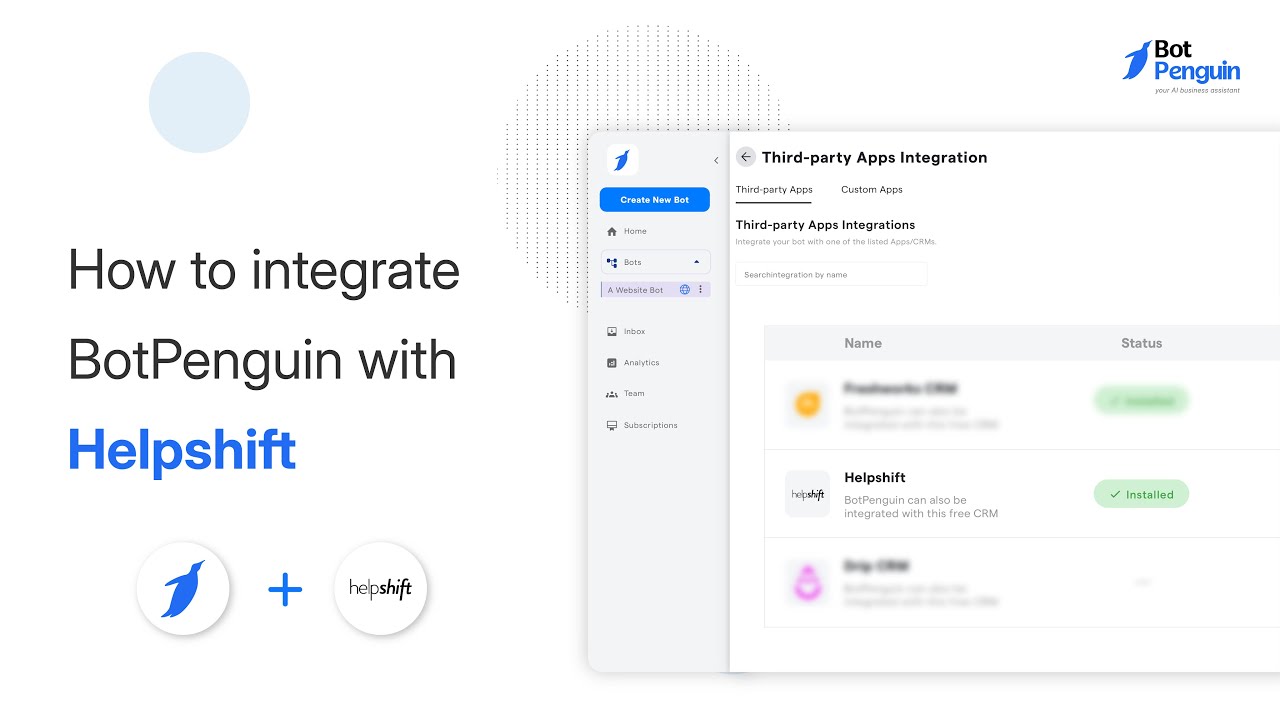 How to integrate BotPenguin Chatbot with Helpshift? | BotPenguin Integrations - YouTube
