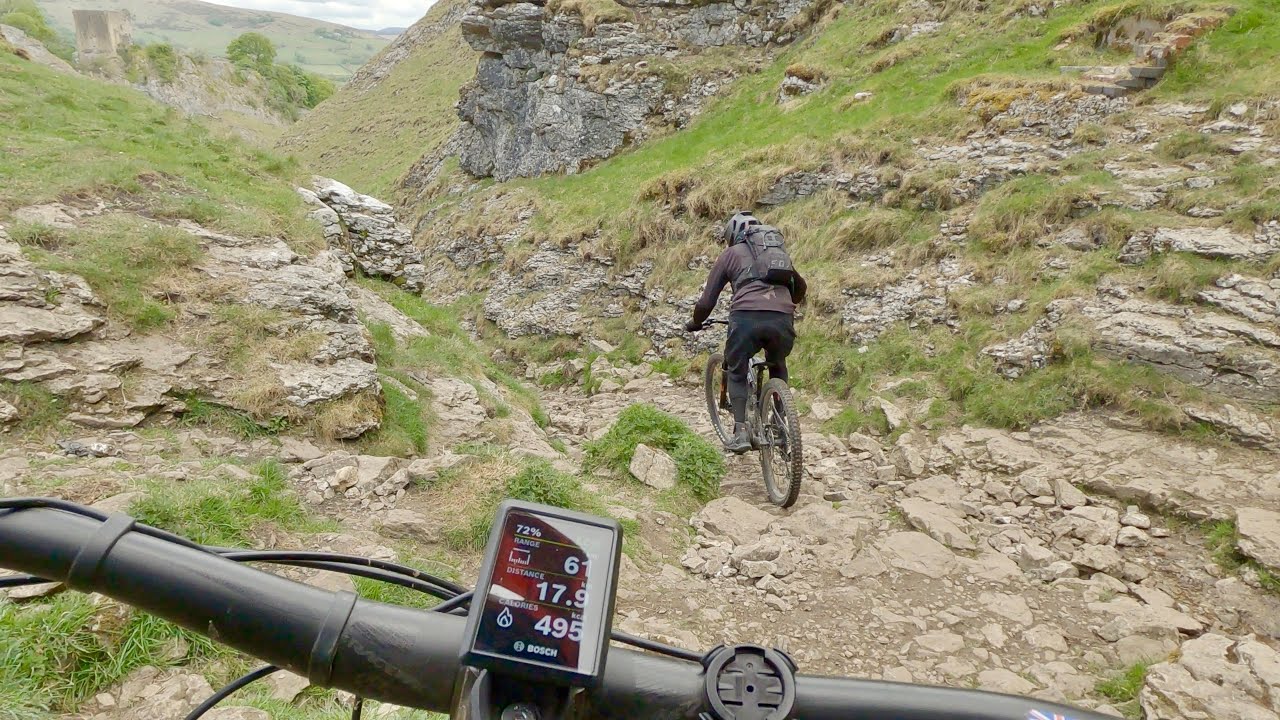 E-BIKES IN THE PEAK DISTRICT, PART 3, 40KM CASTLE & CAVES LOOP, Inc Cave Dale black rock garden ...