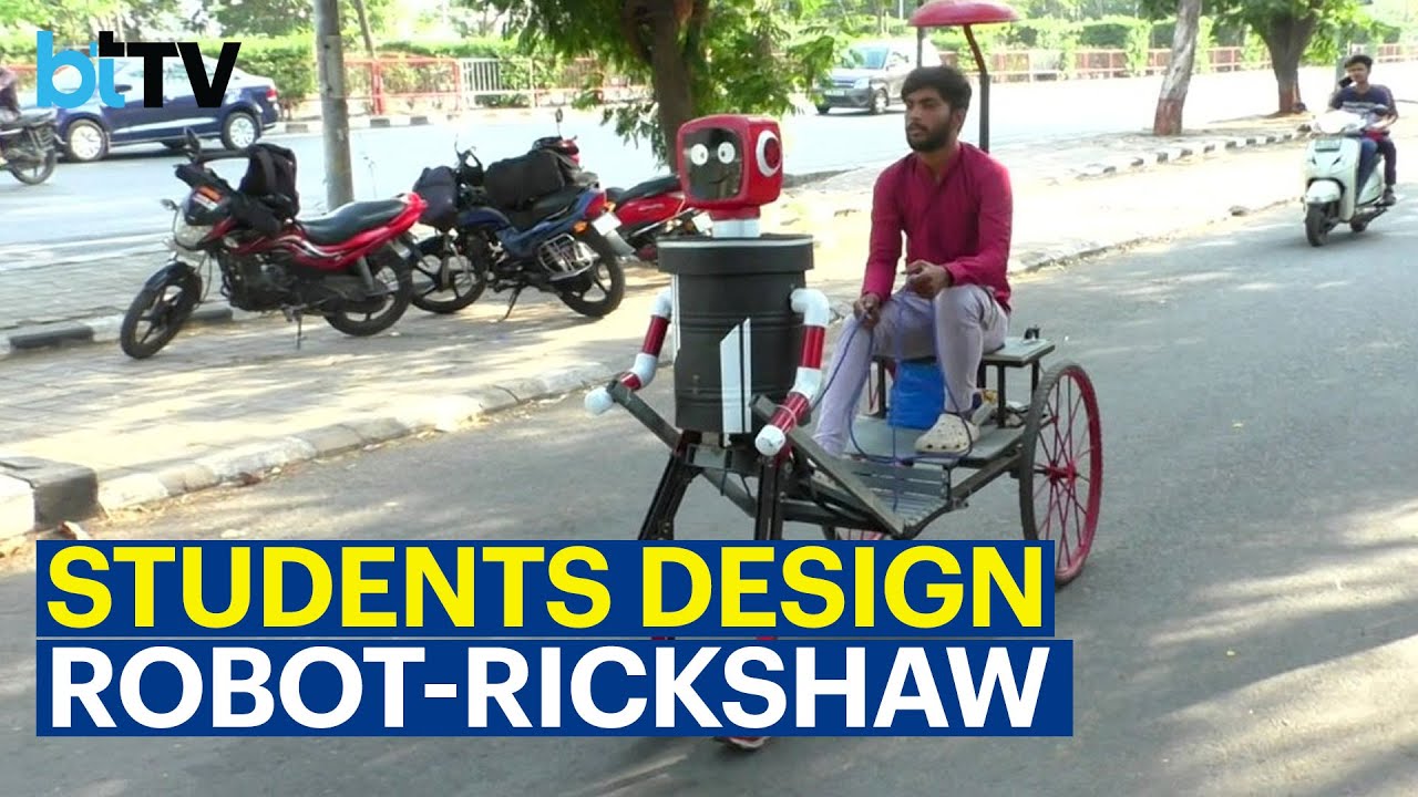 Surat Students Develop Robot That Can Walk And Pull A Rickshaw - YouTube