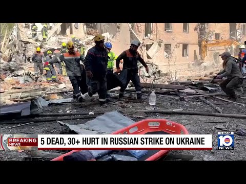 Russian attacks kill 5 and wound more than 40 in Ukraine’s Dnipro as 1 dies in Russia