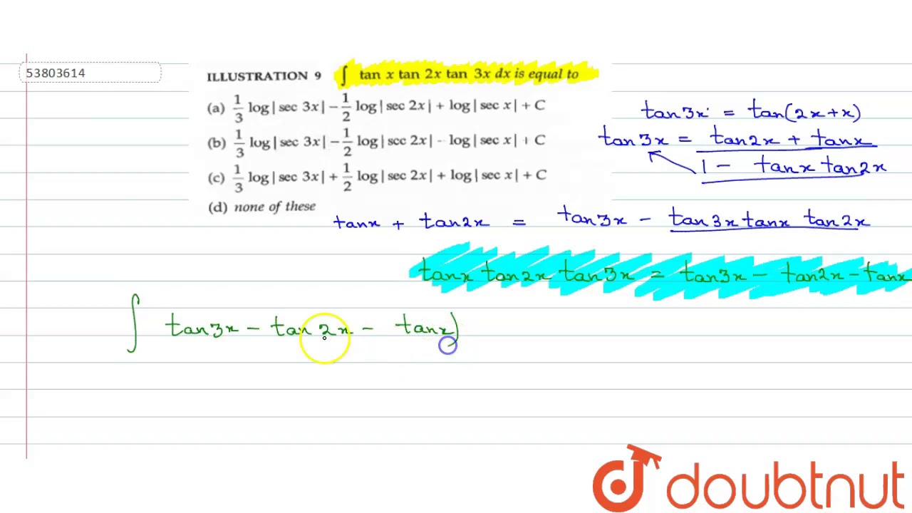`inttanx tan 2x tan 3x dx` is equal to - YouTube