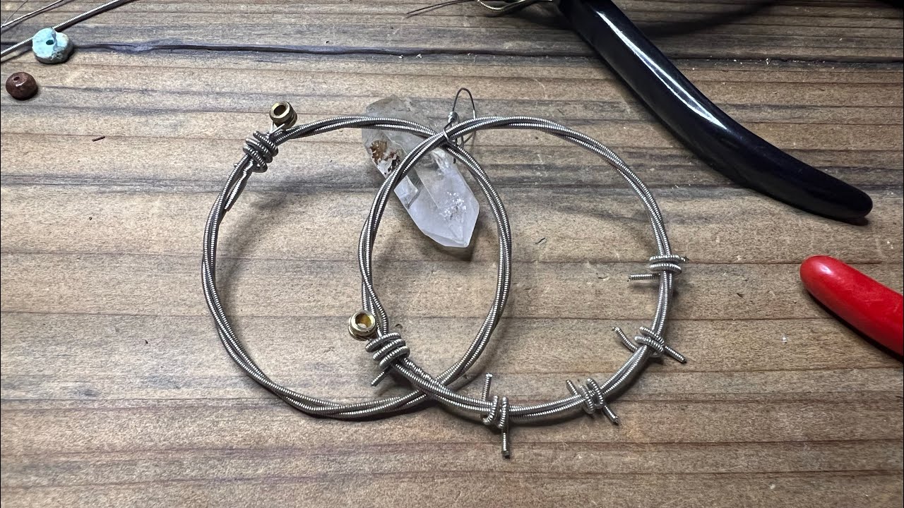 How to Make Barbed Wire Hoop Earrings with Guitar Strings - YouTube