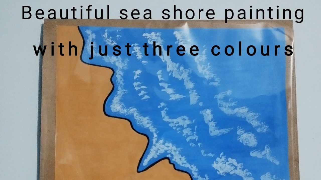 three step painting|| beautiful sea shore painting|| poster colours ...