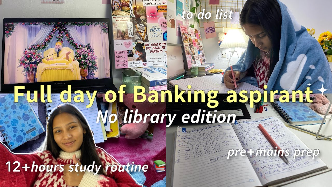 A Day in my life as BANKING ASPIRANT 🤧💕📚12+ hours Study Routine⭐️💌🎀 ...